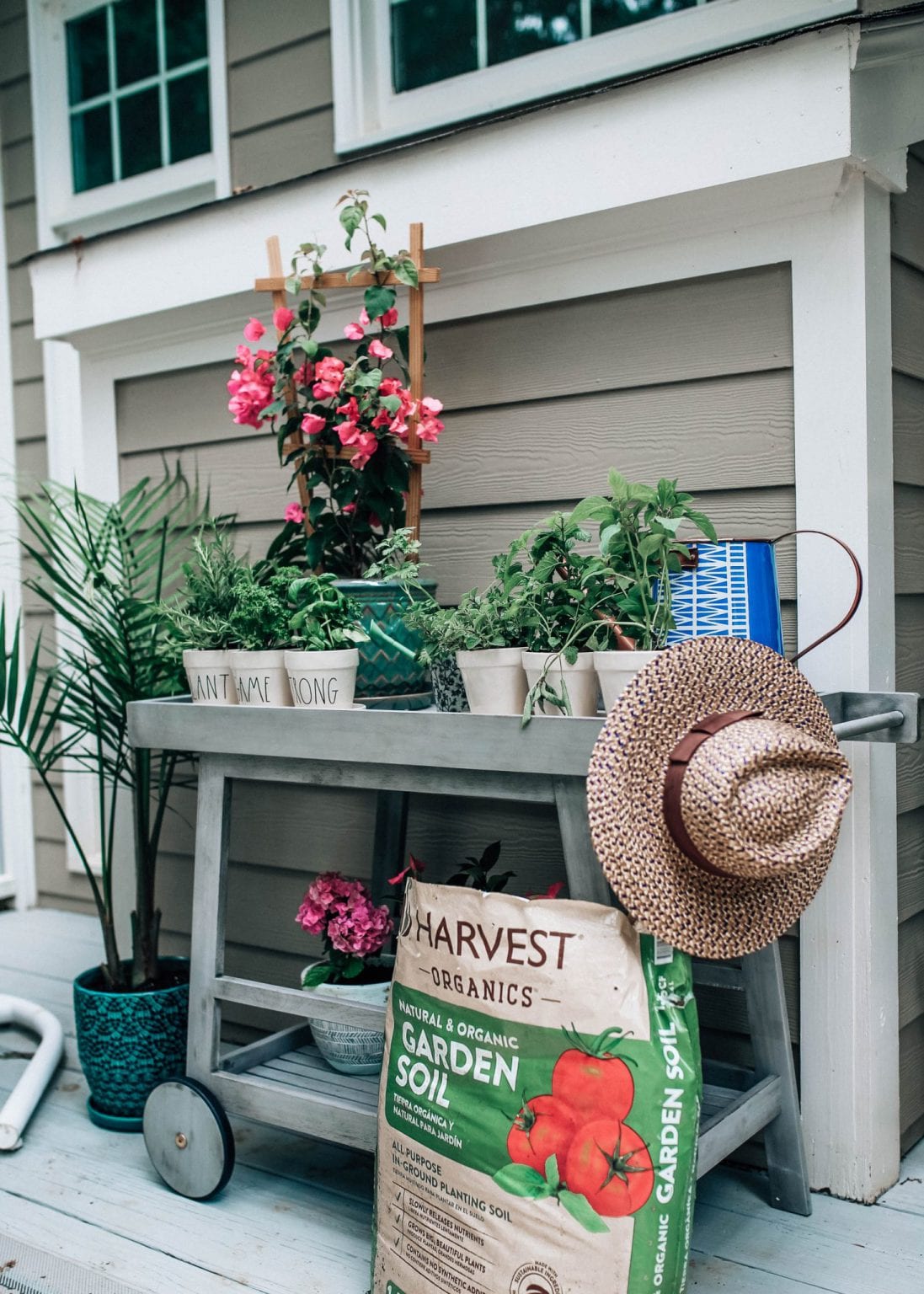 Summer Herb Outdoor Bar Serving Cart with Harvest Organics
